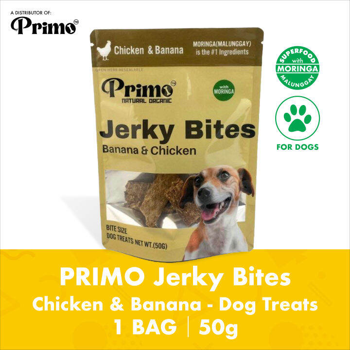 Primo Jerky Bites - Dog Treats (Chicken & Banana w/ Moringa) 50g ...