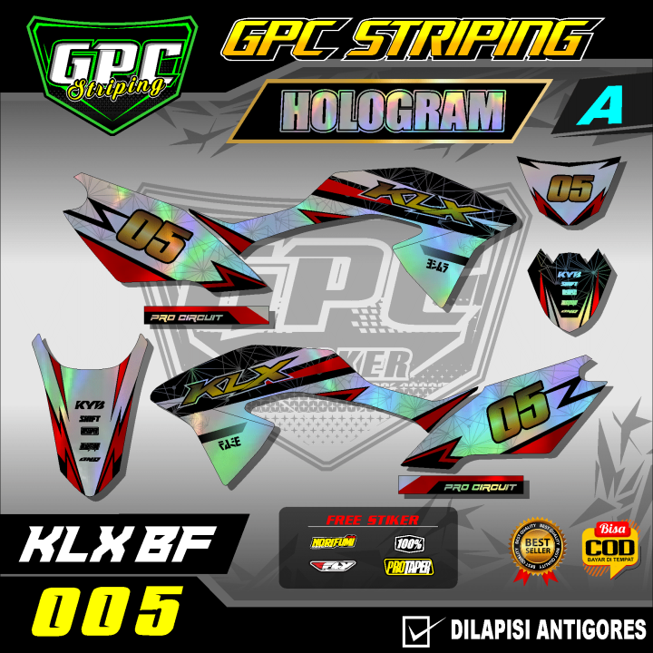 Sticker Striping Stiker Kawasaki KLX 150 G/BF/SE HOLOGRAM 005-Variasi ...