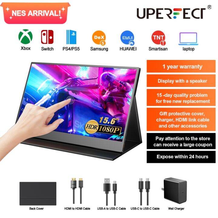 UPERFECT Touchscreen Portable Monitor 15.6 Inch 1080P Gaming Display ...