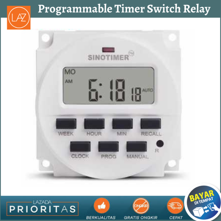 Sinotimer Programmable Timer Switch Relay 220V AC - TM618N-2 / Alat ...