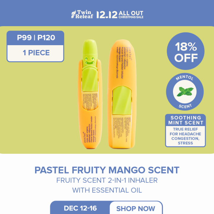 Twin Releaf 2-in-1 Pastel Fruity Mango Scent Pocket Inhaler [Menthol ...