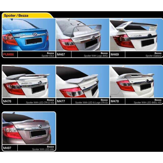 Perodua bezza rear boot trunk spoiler wing lip ducktail gear up mugen ...