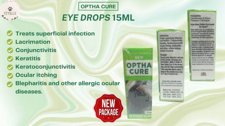 [VETKLIX] 1pc OPTHA CURE EYE DROP 15ml / Opthacure / dog eye drop / pet ...