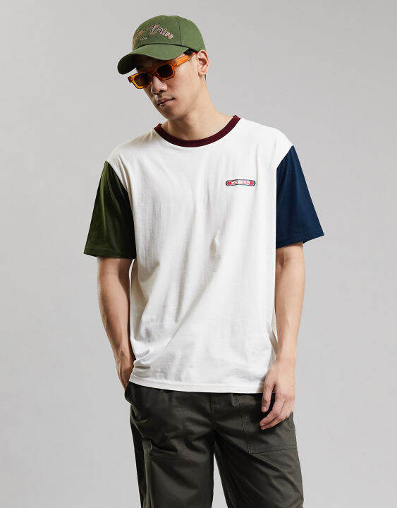 [MOO 8/22] MOO tri color cotton T-shirt เสื้อยืด แขนสั้น ผ้าฝ้าย แต่ง ...