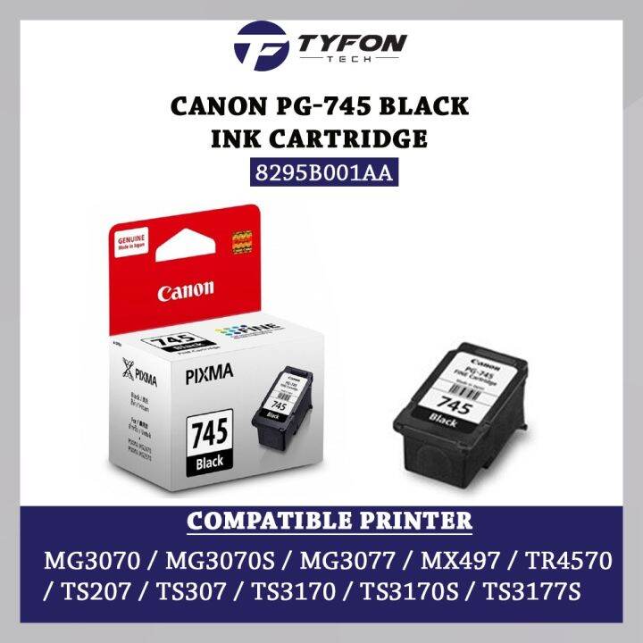 Canon PG-745 Black Ink Cartridge (8295B001AA) for Pixma MG2470 2570 ...