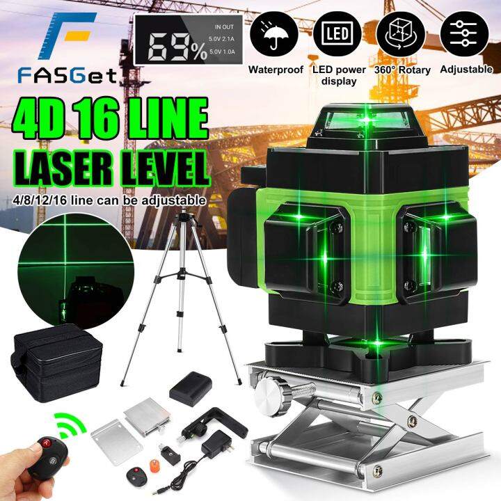 4D 16 Lines Laser Level Green Line 360 Horizontal And Vertical Auto ...