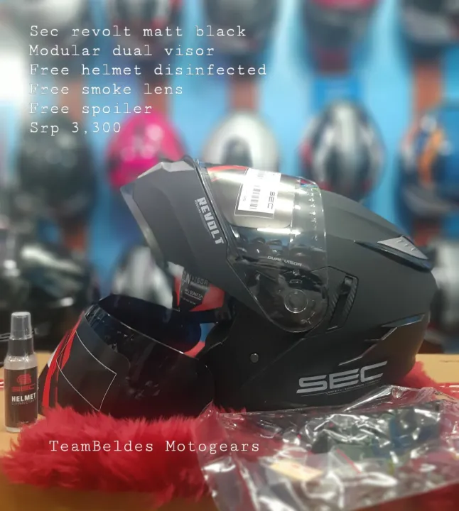Sec revolt matt black modular dual visor | Lazada PH