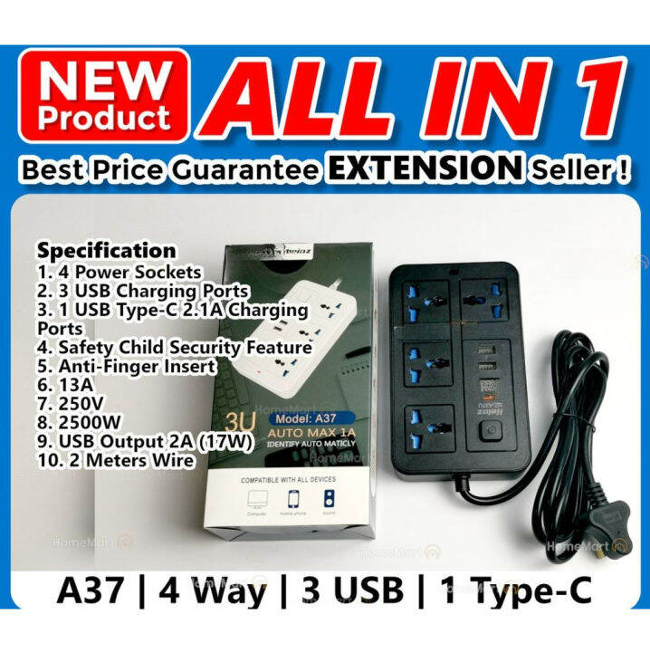 Extension Wire Extension Plug With USB Trailing Power Adapters Quick ...