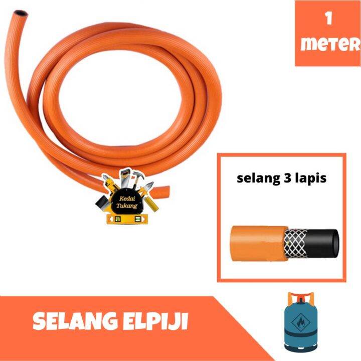 KEDAI TUKANG - Selang Kompor Gas Elpiji LPG Meteran Orange 3 lapis ...