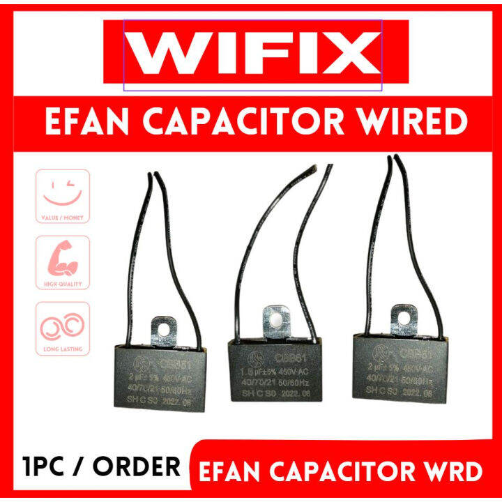 ELECTRIC FAN CAPACITOR CAPASITOR WIRED 1.2 uf , 1.5 uf , 2 uf with terminal high quality efan ...