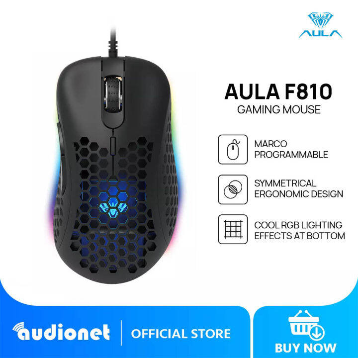 AULA F810 Gaming Mouse Marco Programmable Honeycomb hollow Symmetrical ...