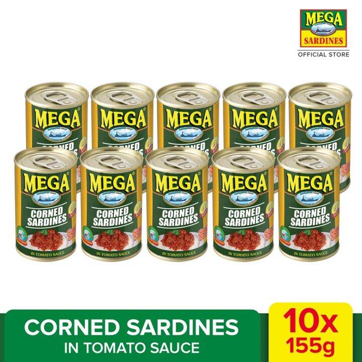 Mega Corned Sardines in Tomato Sauce 155g By 10's | Lazada PH
