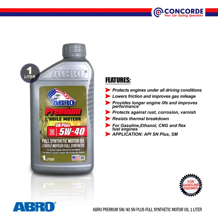 CONCORDE Abro Premium 5W/40 SN Plus Full Synthetic Motor Oil for ...
