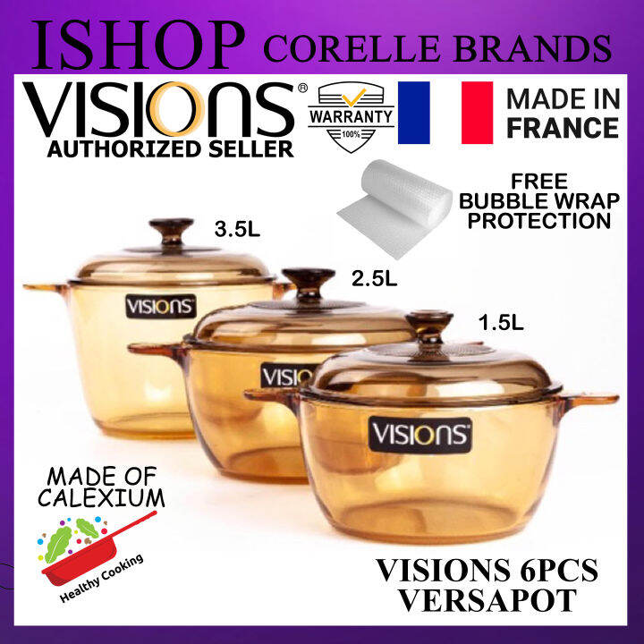 Visions 1.5L/2.5L/3.5L 6pcs Covered Casserole Versapot Set Cookware ...