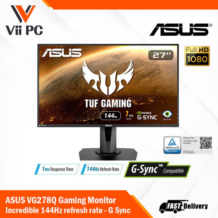 ASUS VG278Q Gaming Monitor - 27 inch, Full HD, 1ms, 144Hz, G-Sync Compatible, Adaptive-Sync ...