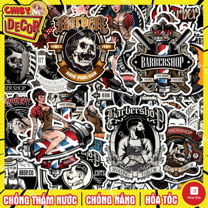 Sticker Barber Shop Size Lớn 🌈 Decal Chống Nước, Chuyên Dán Tường, Dán ...