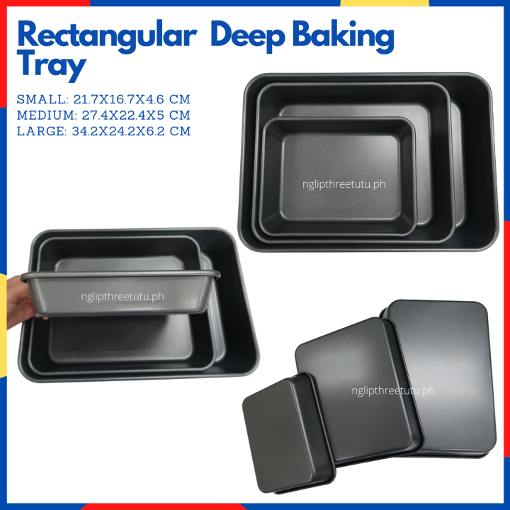 Rectangular Baking Tray Baking Pan Non-stick Carbon Steel Deep Dish ...