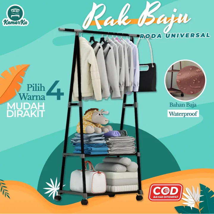 DISKON PROMO Rak Roda Serbaguna Rak Tas Rak Sepatu Hangger Baju dan Rak ...