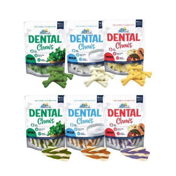 Alps Natural Dental Chew For Dogs 150g ( Mint/ Milk/ Fruit ) | Lazada