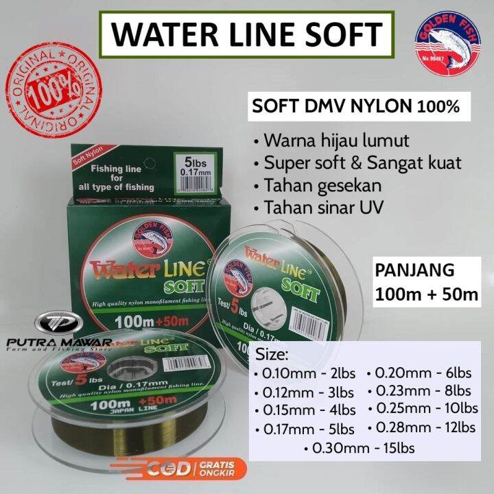 Senar Waterline Soft / Golden Fish Water Line Warna Hijau Lumut Panjang ...
