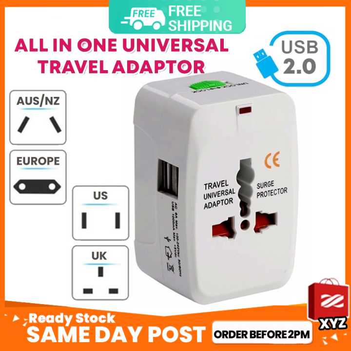 Universal Travel Adapter Plug Dual USB CN/EU/UK China Converter All In One International Charger ...
