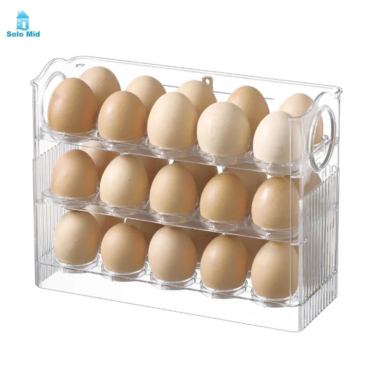 Egg Holder for Refrigerator 3-Layer Flip Fridge Door Egg Storage Space ...