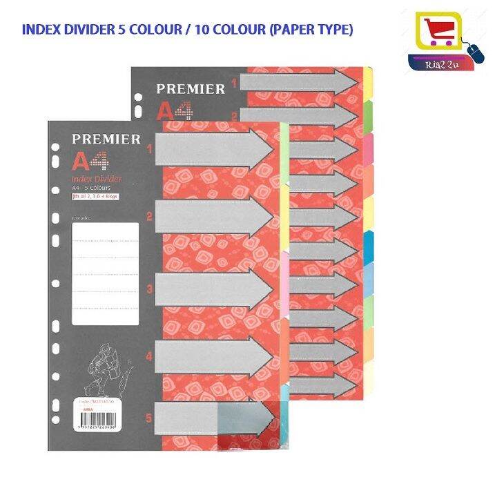 Premier Index Divider 5/10 Tabs Colours | Lazada
