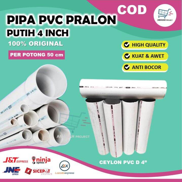 Pipa PVC Pralon Paralon Putih 1/2 / 3/4 / 1 / 2 / 3 / 4 INCH D Potongan 50C Murah | Lazada Indonesia