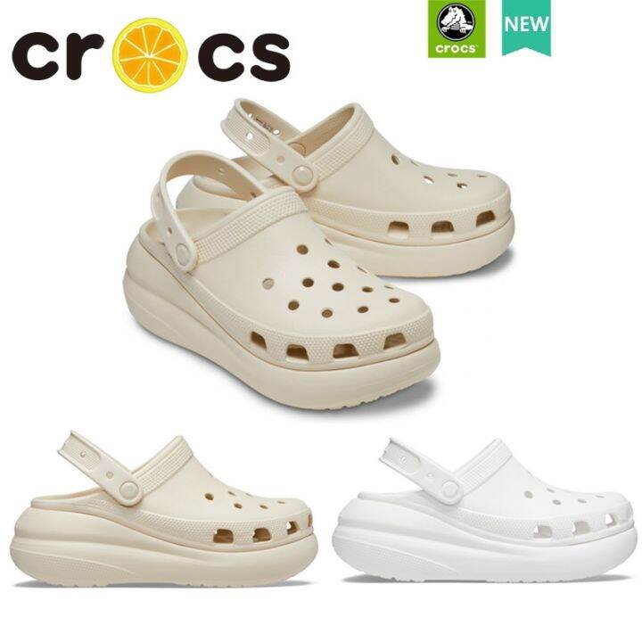 Crocs Classic Crush Clog Bone Color Ladies Beach Shoes Platform Soft As ...