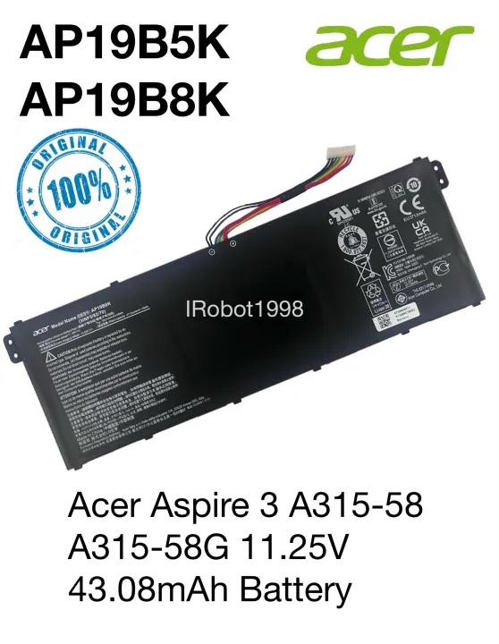 Original Acer AP19B5K AP19B8K for Aspire 3 A315-58 A315-58G Series ...