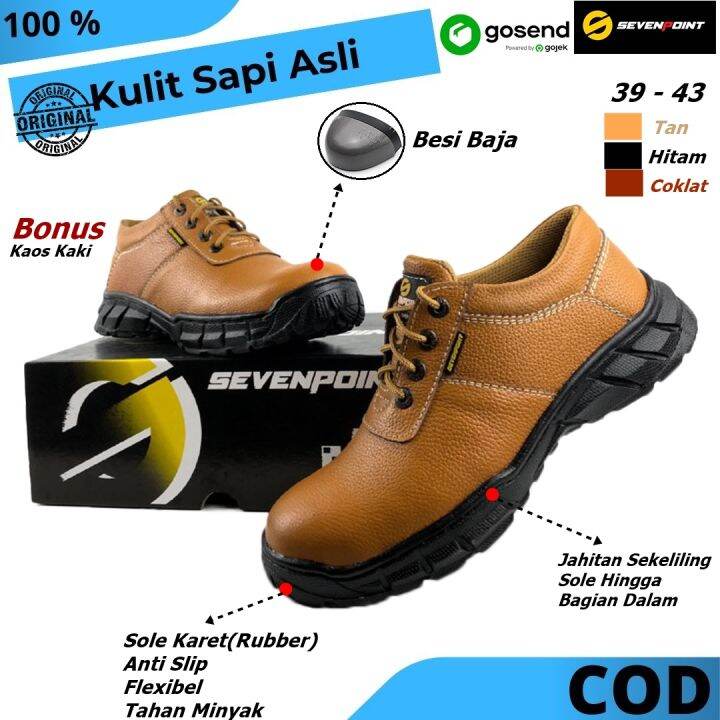 Sepatu Safety Original Pria Tali Sefty Shoes Kulit Asli Septi Sevenpoint Proyek Lapangan ...