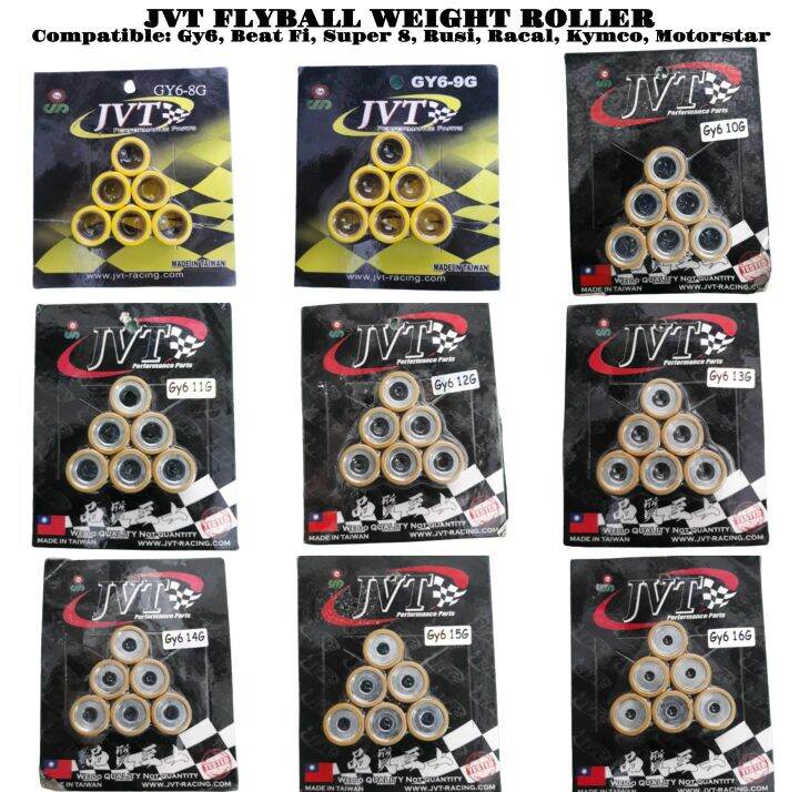 JVT RACING ORIGINAL FLYBALL WEIGHT ROLLER SET 6PCS. COMPATIBLE: GY6 ...