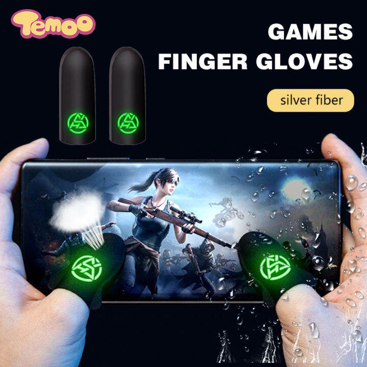 Temoo ถุงมือกันเหงื่อสำหรับเล่นเกมโทรศัพท์,2ชิ้นปลอกนิ้วกันเหงื่อกันเหงื่อปลอกสวมนิ้วกันลื่น ...