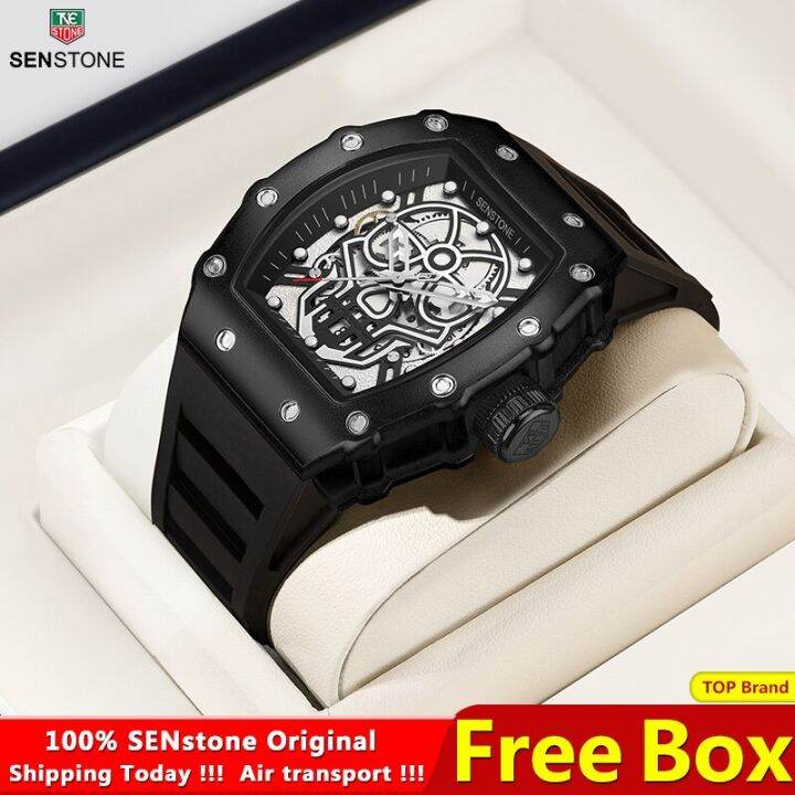 SENSTONE นาฬิกาสำหรับผู้ชายแบรนด์ชั้นนำกันน้ำกีฬาเทปยางโครโนกราฟ2023New ...