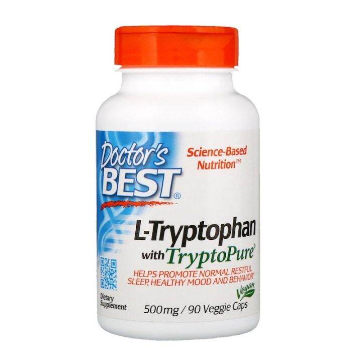 Doctor's Best, L-Tryptophan with TryptoPure, 500 mg, 90 Veggie Caps ...