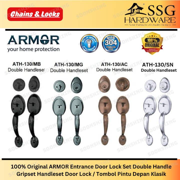 100% Original ARMOR Entrance Door Lock Set Double Handle Gripset ...