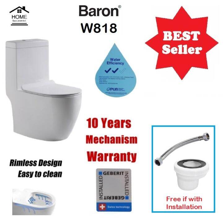 Baron W818 Rimless one piece toilet bowl plus optional $120.00 removal ...