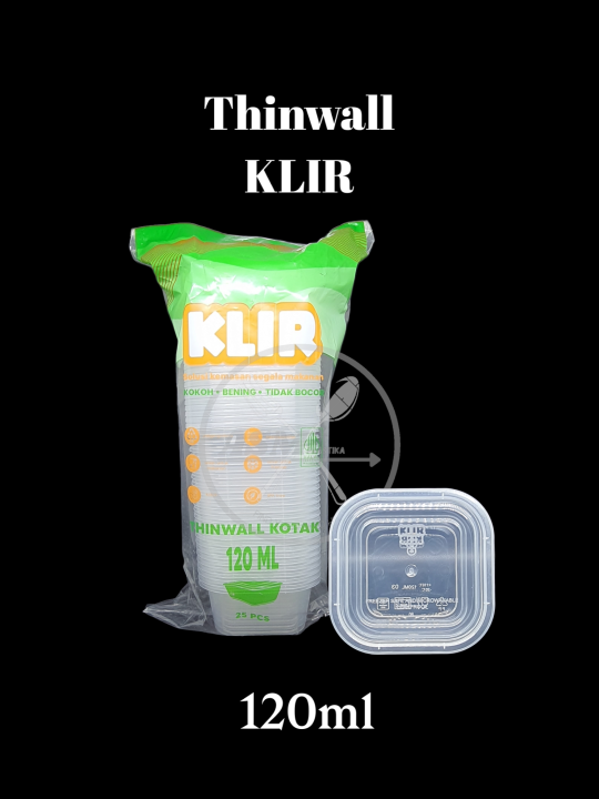 Thinwall 120ml Square KLIR / Kotak Makan Anti Pecah dan Bening 1 Roll ...