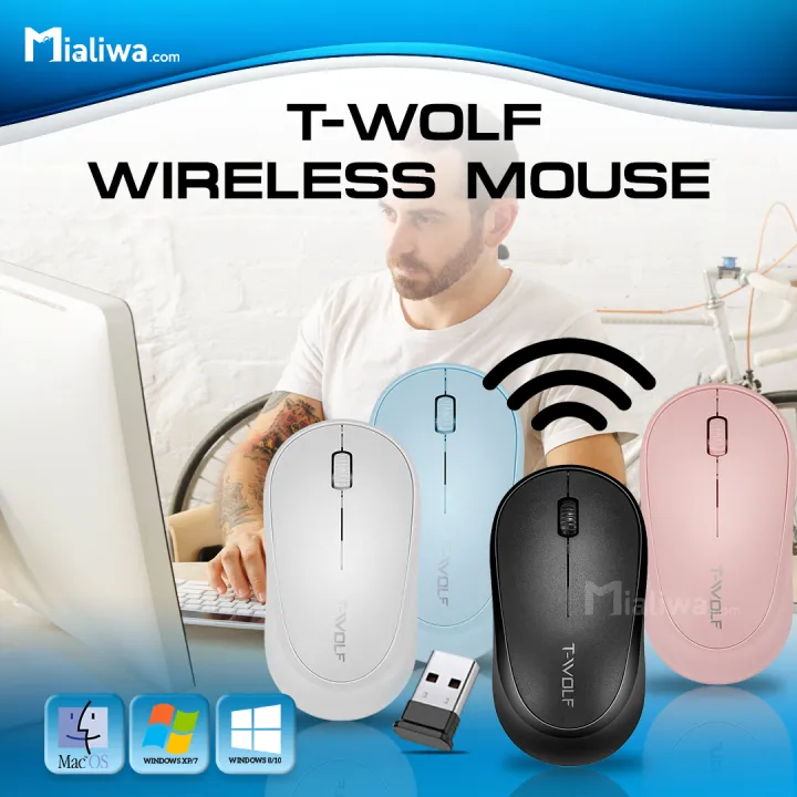 T-Wolf 2.4GHz Wireless Bluetooth Optical Mouse with USB Bluetooth ...