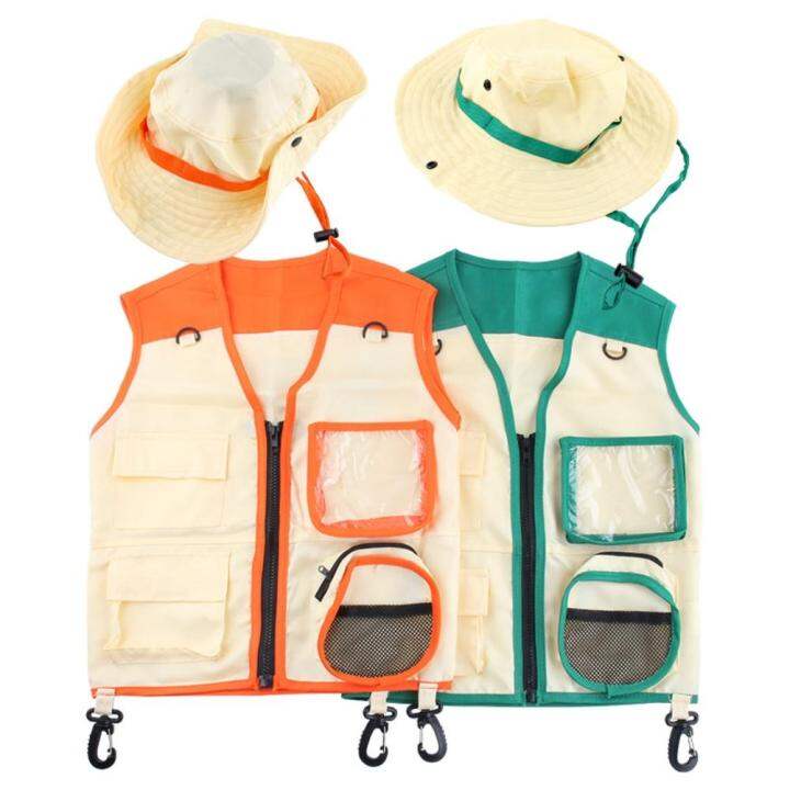2Pcs Kids Explorer Costume Set Cargo Vest and Hat Outdoor Explorer Kit ...