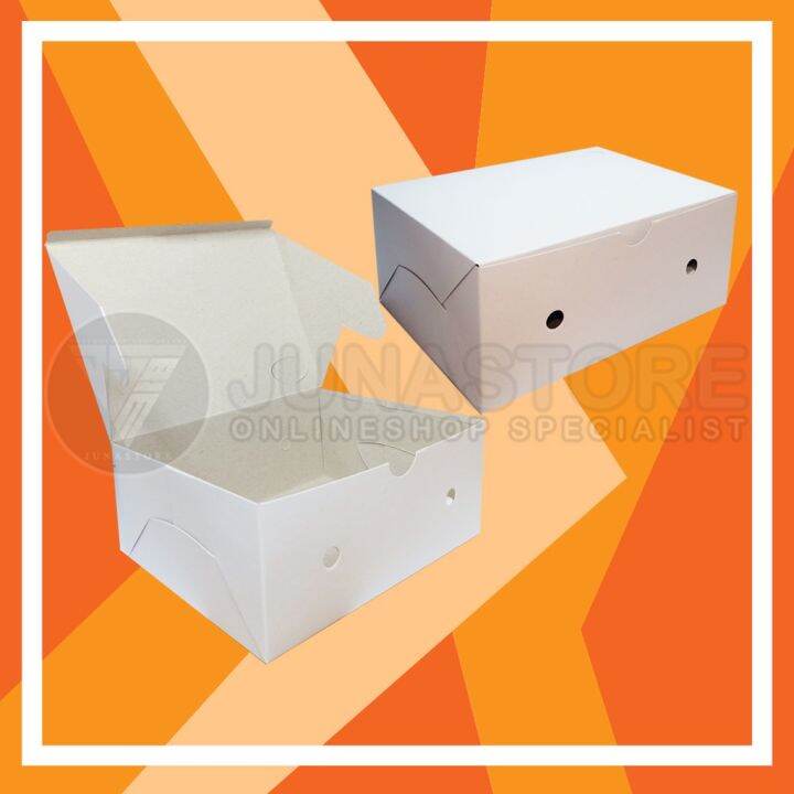 Dus kue / snack box putih polos model tutup sambung (GS) 18 x 18 (isi ...