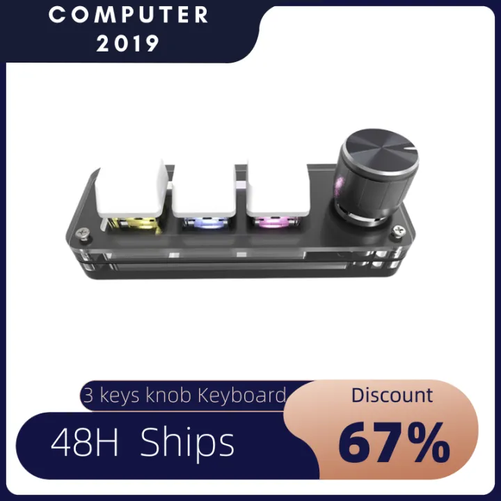 3 Keys Knob RGB Gaming Keyboard Programming Keypad Mini Mechanical Keyboard Custom Keyboard ...