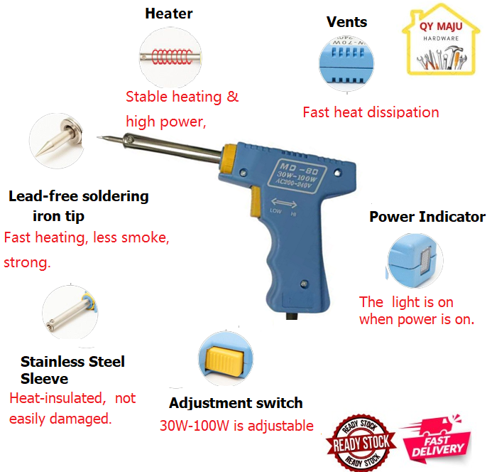 Soldering Iron Gun/Dual Heat Soldering Pencil/30w-100w Welding Solar ...