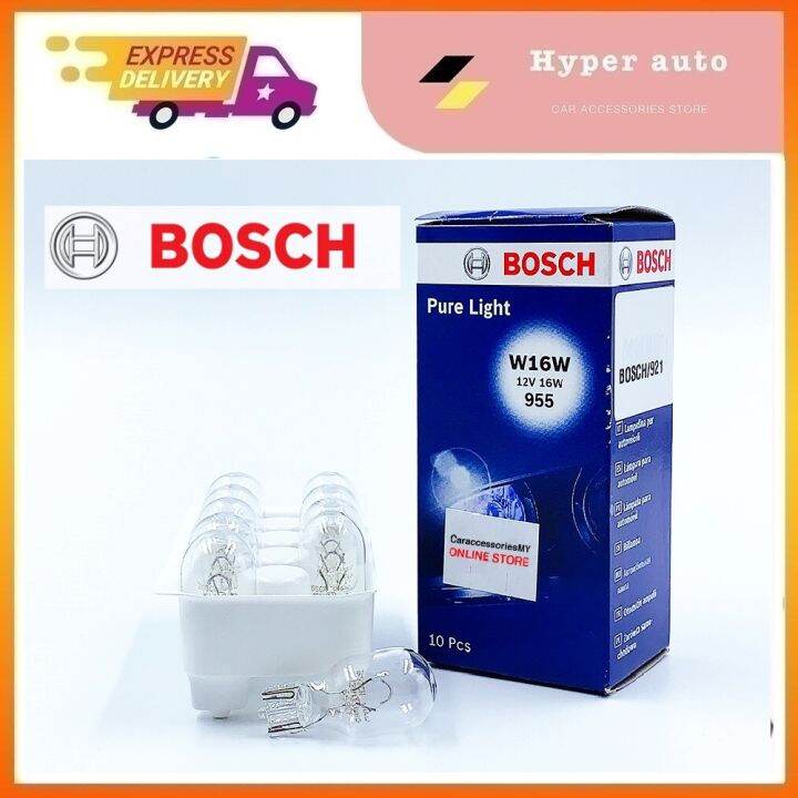 10 PCS ORIGINAL Bosch Pure Light W16W 12V 16W Bulb 921 T15 T-15 BULB ...