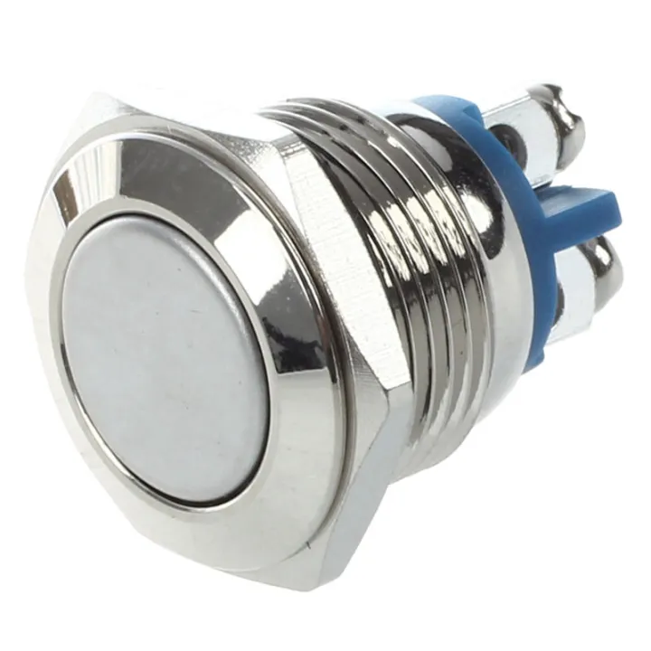 16mm Flush Mounted Momentary SPST Stainless Round Push Button Switch ...