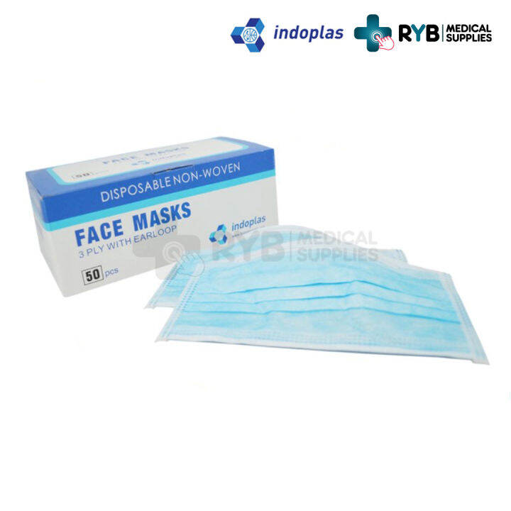 Indoplas ORIGINAL Disposable Facemask 3-Ply FDA Approved (50 pcs/box ...