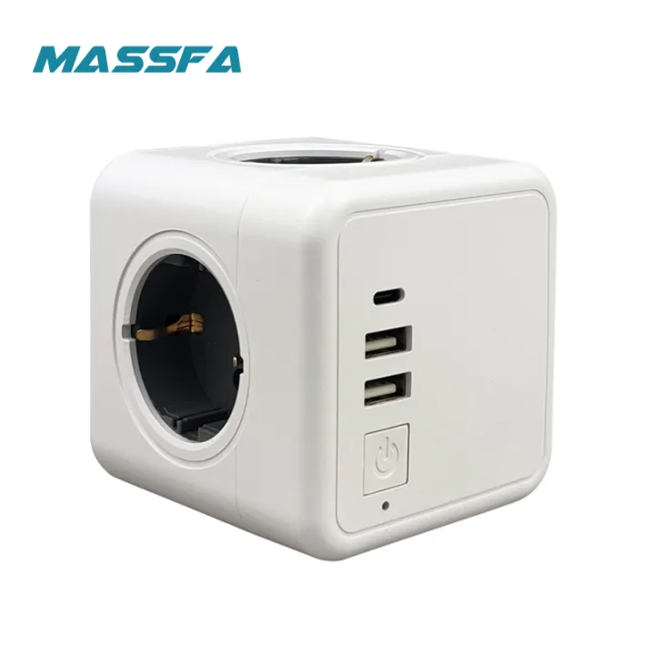 EU Plug Wall Korea Extention Socket Power Strip 4 Outlets Powercube with Usb Type C PD Switch ...