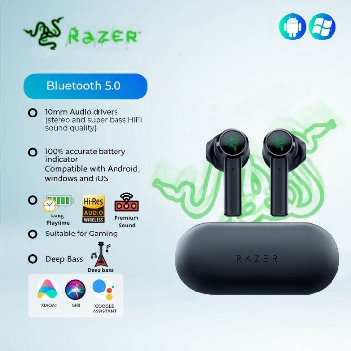 Headphones Razer Hammerhead Shark True Wireless Bluetooth Earbuds Auto ...