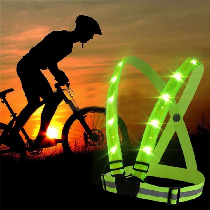 ⚡ LED reflective vest outdoor sports, cycling, 3 dimmable modes, night ...