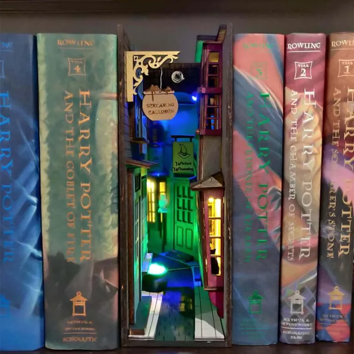 DIY Book Nook Shelf Insert Kits Retro Book Nook Insert Decor Bookshelf ...